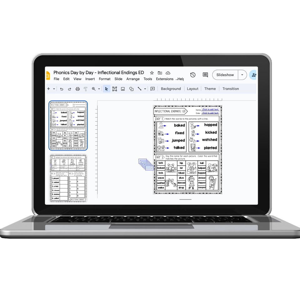 Digital - 2nd Grade Phonics Worksheets - Inflectional Endings ED ...