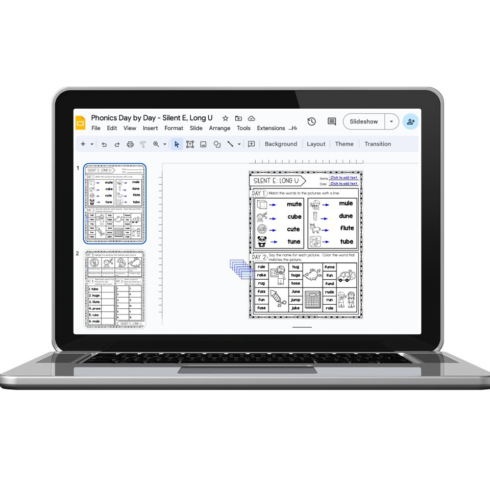 Digital - 2nd Grade Phonics Worksheets - Silent E, Long U - Lucky ...