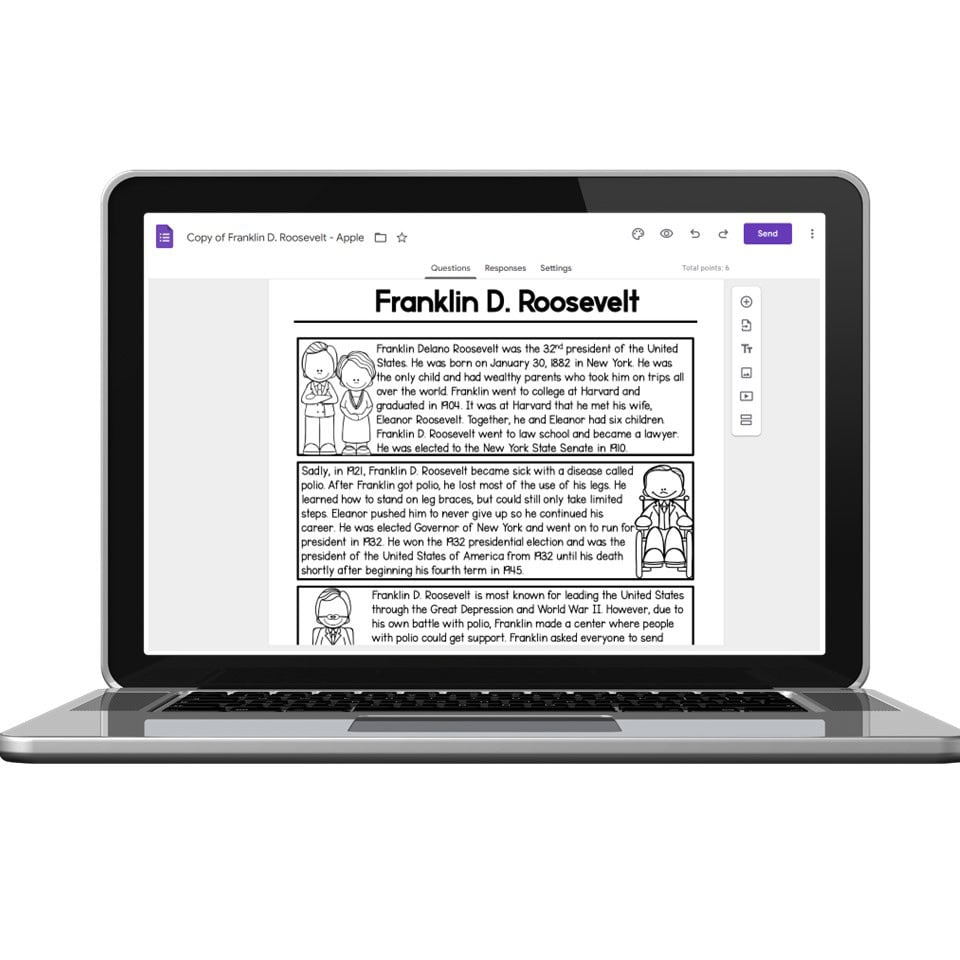 Digital 2nd Grade Reading Passages - Main Idea - Franklin D. Roosevelt ...