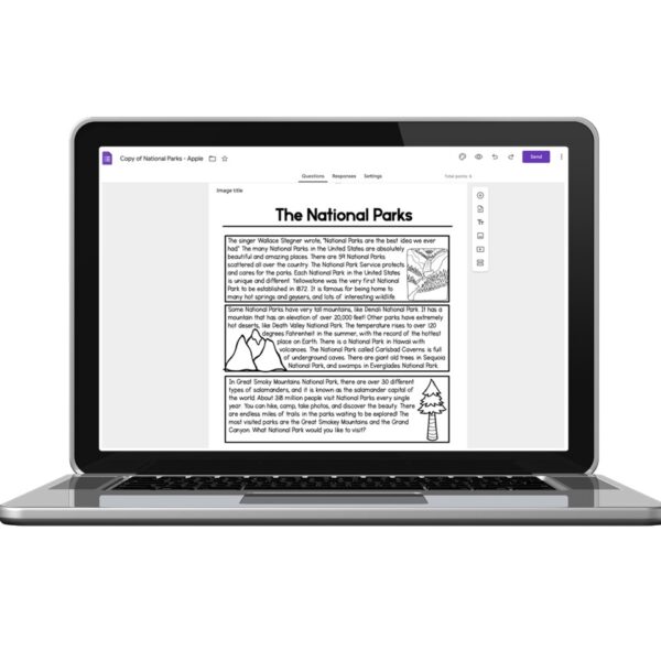 Digital 2nd Grade Reading Passages - Main Idea - National Parks - Above ...