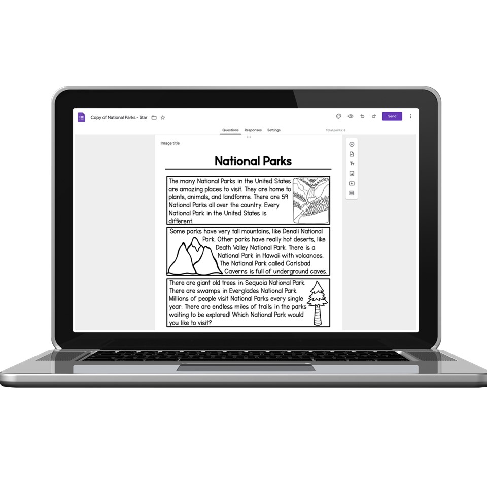 Digital 2nd Grade Reading Passages - Main Idea - National Parks - Below ...