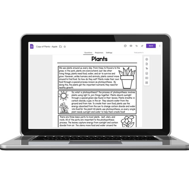 Digital 2nd Grade Reading Passages - Main Idea - Plants - Above - Lucky ...