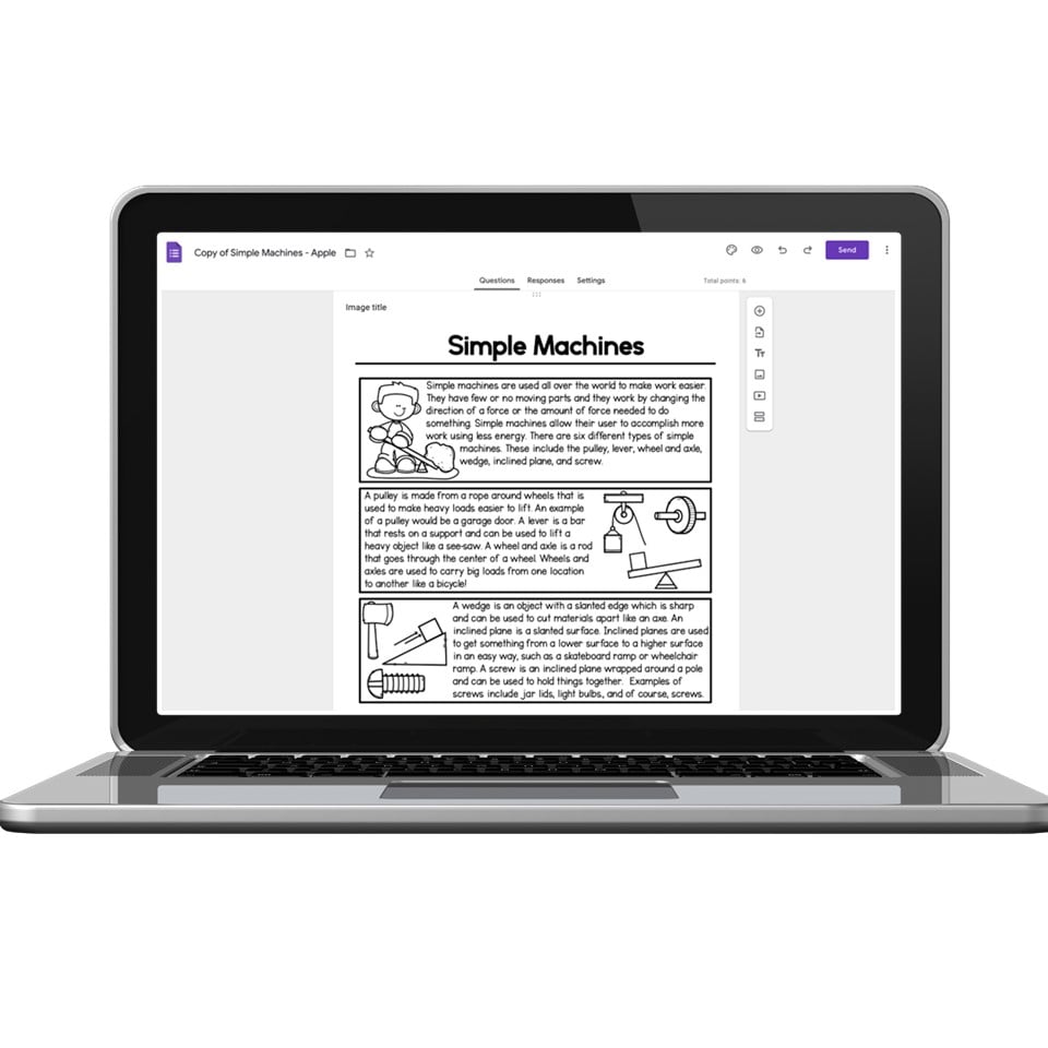 Digital 2nd Grade Reading Passages - Main Idea - Simple Machines ...