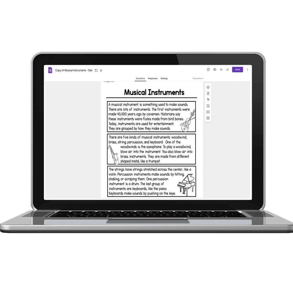 Digital 2nd Grade Reading Passages - Nonfiction Text Evidence - Musical ...