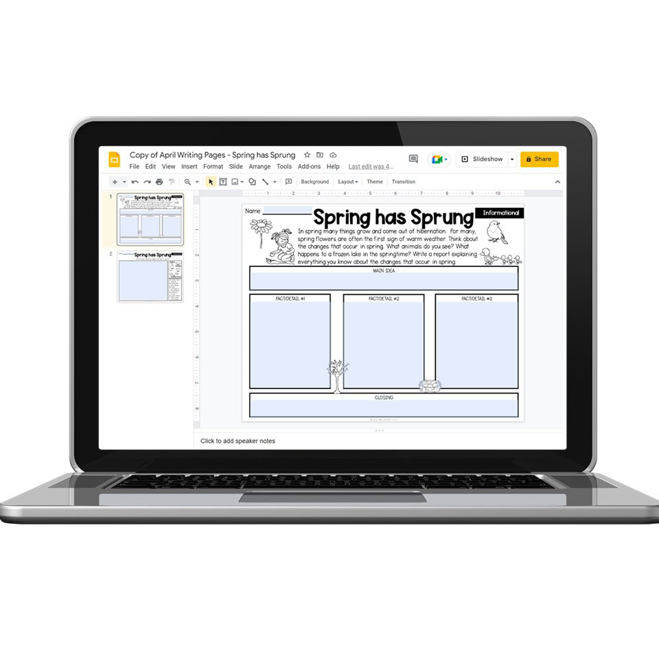 Digital - April Writing Pages - Informational - Spring has Sprung ...