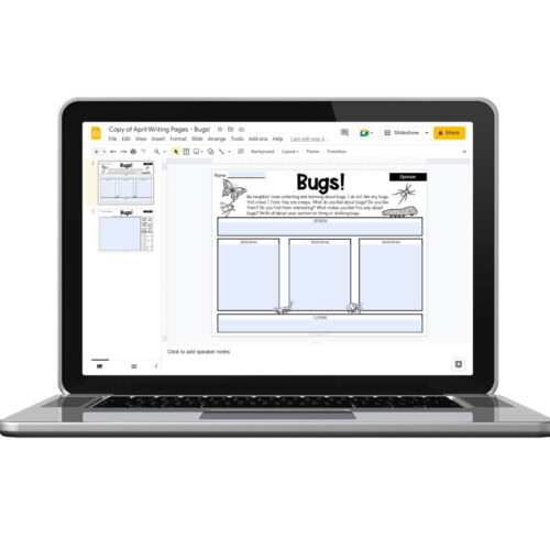 Digital - April Writing Pages - Opinion - Bugs - Lucky Little Learners