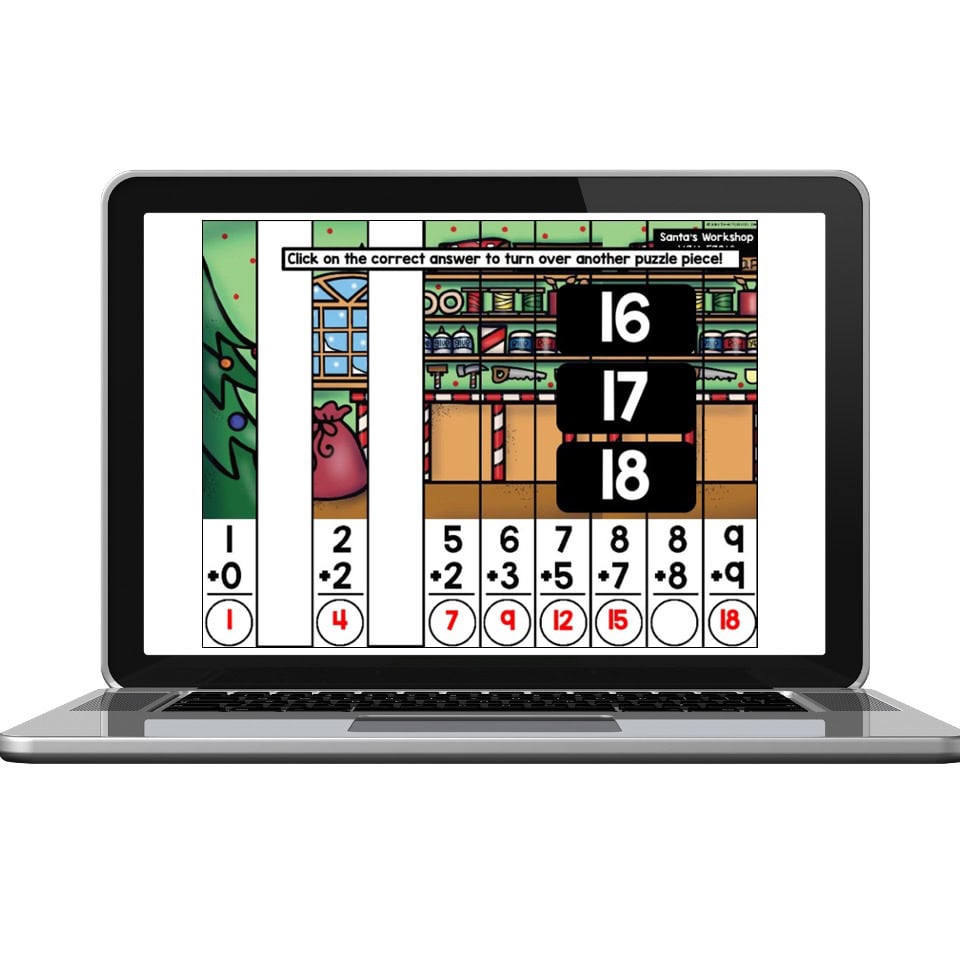Digital December Math Puzzle – Addition Math Facts - Lucky Little Learners