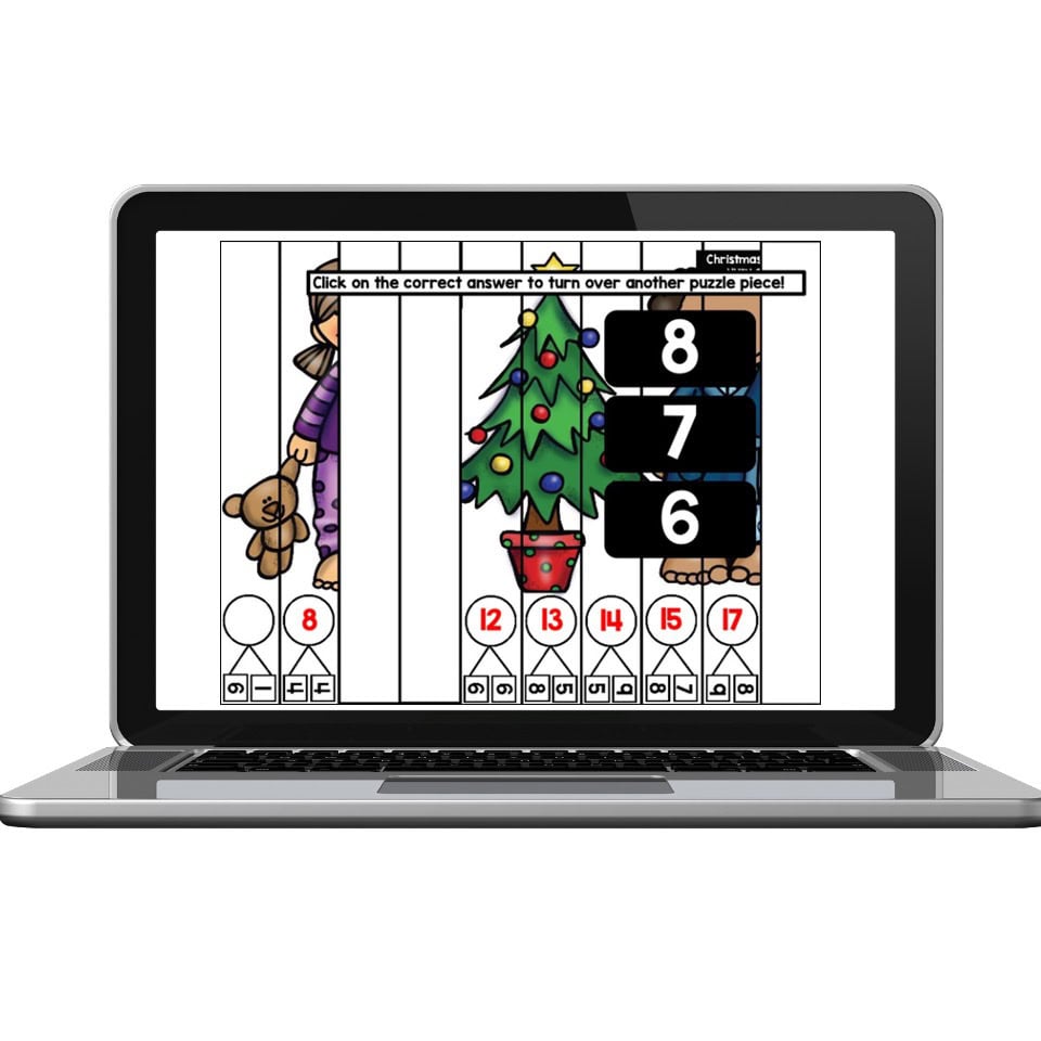 Digital December Math Puzzle – Number Bonds - Lucky Little Learners