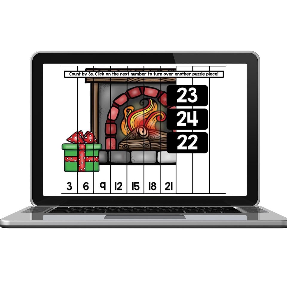 Digital December Math Puzzle – Skip Counting by 3s - Lucky Little Learners