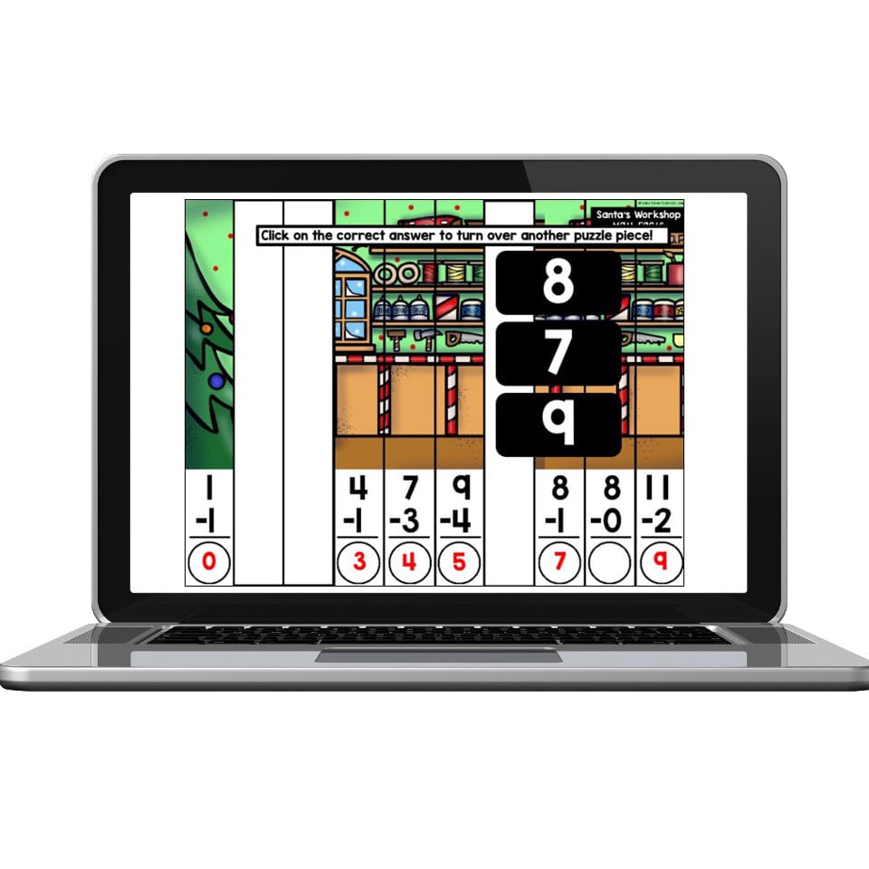 Digital December Math Puzzle – Subtraction Math Facts - Lucky Little ...