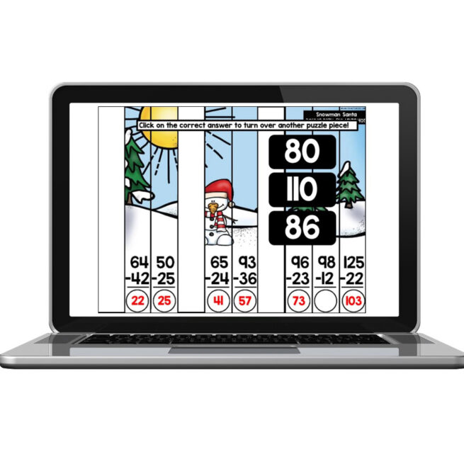 Digital December Math Puzzle – Two Digit Subtraction - Lucky Little ...