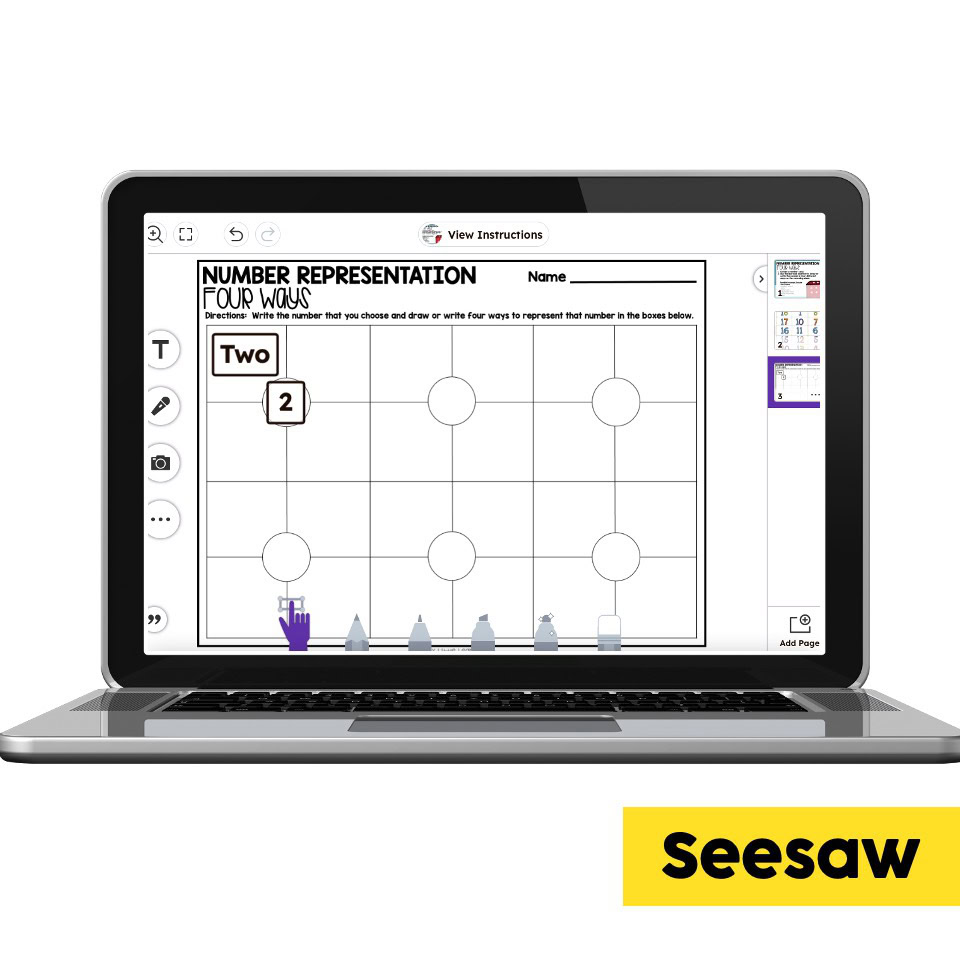 Digital Seesaw - 1st Grade September Math Center - Number ...