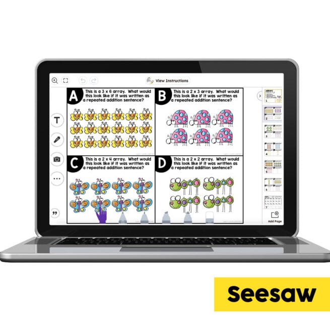Digital Seesaw - 2nd Grade April Math Center - Arrays - Lucky Little ...