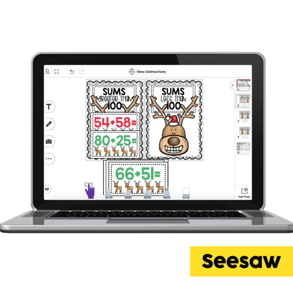 Digital Seesaw - 2nd Grade December Math Center - 2 Digit Addition ...