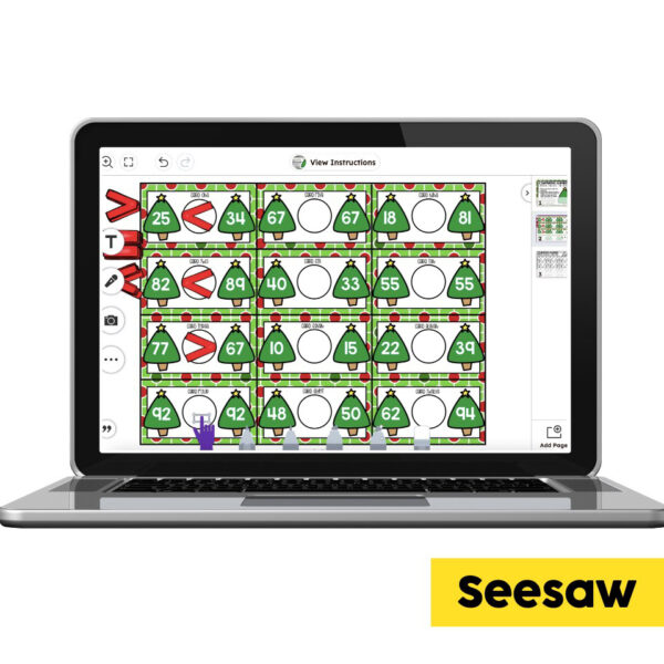 Digital Seesaw - 2nd Grade December Math Center - Comparing Numbers ...