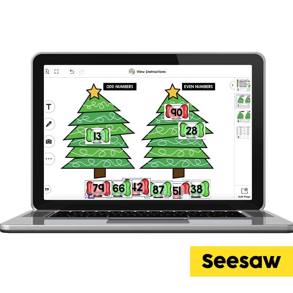 Digital Seesaw - 2nd Grade December Math Center - Even and Odd - Lucky ...
