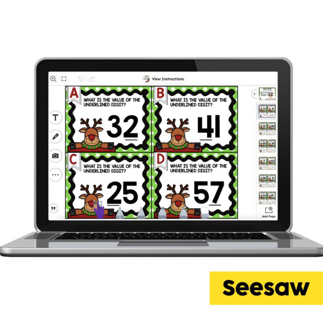 Digital Seesaw - 2nd Grade December Math Center - Place Value - Lucky ...