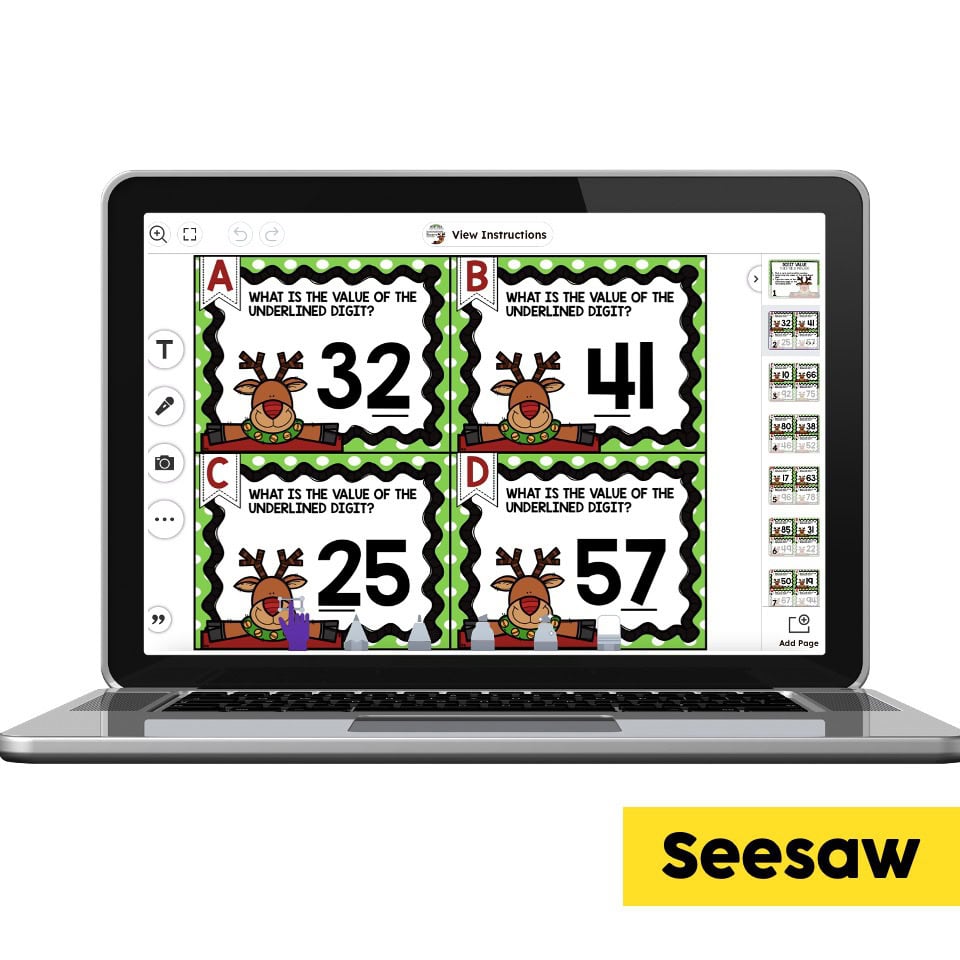 Digital Seesaw - 2nd Grade December Math Center - Place Value - Lucky ...