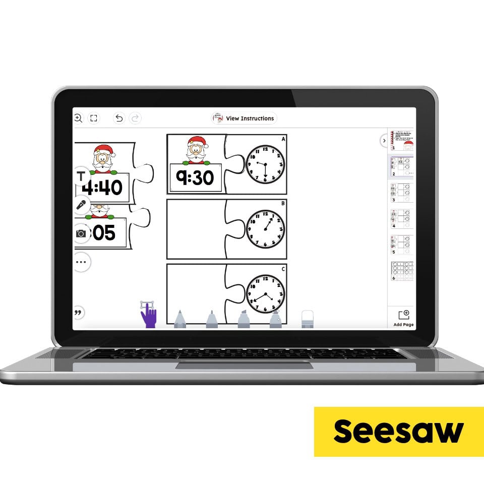 Digital Seesaw - 2nd Grade December Math Center - Telling Time - Lucky ...