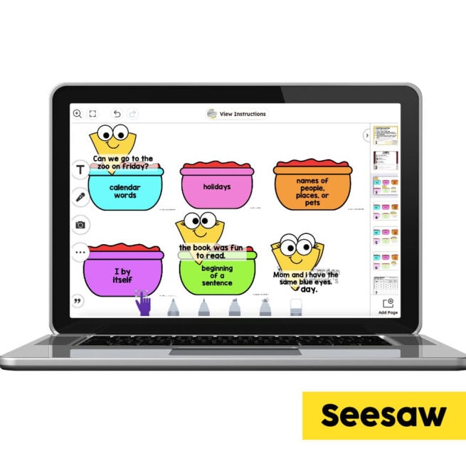 Digital Seesaw - 2nd Grade Grammar Center - Capitalization - Lucky ...