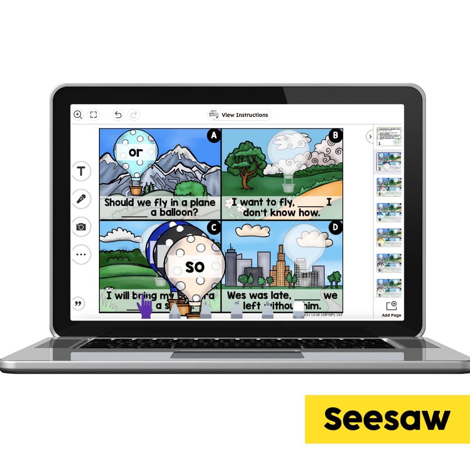 Digital Seesaw - 2nd Grade Grammar Center - Conjunctions - Lucky Little ...