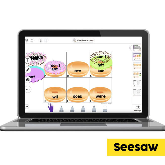 Digital Seesaw - 2nd Grade Grammar Center - Contractions - Lucky Little ...