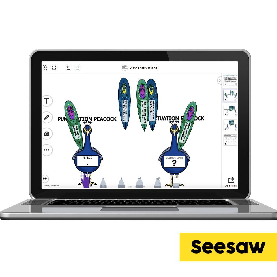 Digital Seesaw - 2nd Grade Grammar Center - Ending Punctuation - Lucky ...