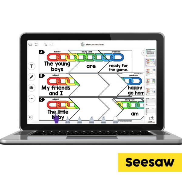Digital Seesaw - 2nd Grade Grammar Center - Linking Verbs - Lucky ...