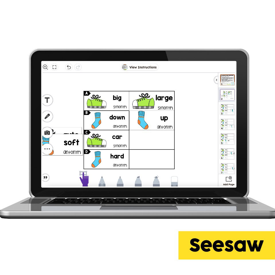 Digital Seesaw - 2nd Grade Grammar Center - Synonyms and Antonyms ...