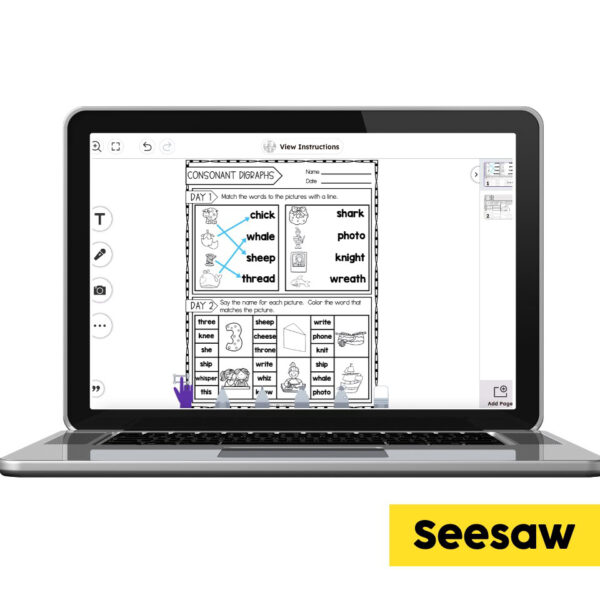 Digital Seesaw - 2nd Grade Phonics Worksheets - Consonant Digraphs ...