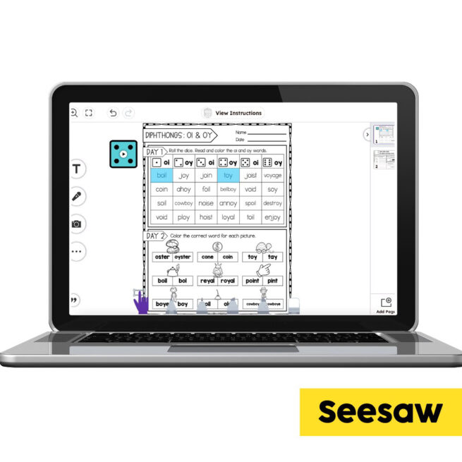 Digital Seesaw - 2nd Grade Phonics Worksheets - Diphthongs OI and OY ...
