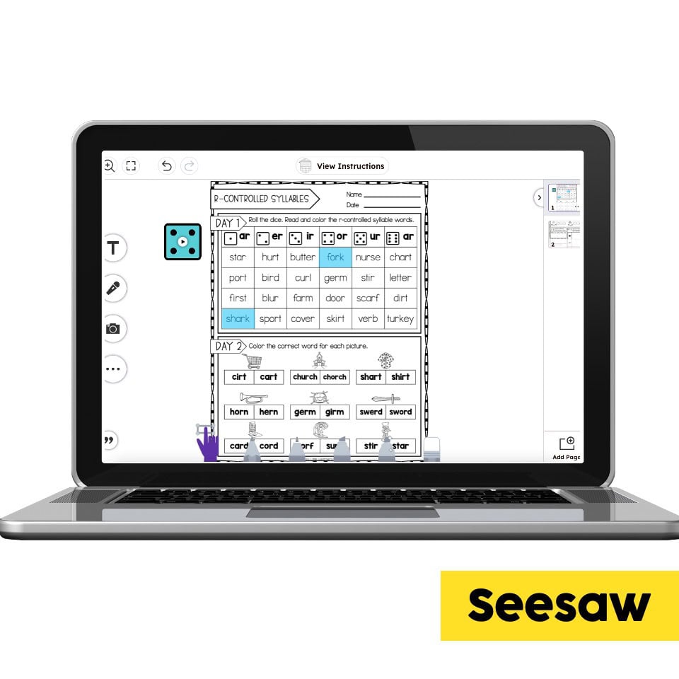 Digital Seesaw - 2nd Grade Phonics Worksheets - R-Controlled Syllables ...