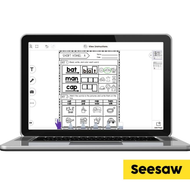 Digital Seesaw - 2nd Grade Phonics Worksheets - Short Vowel A - Lucky ...