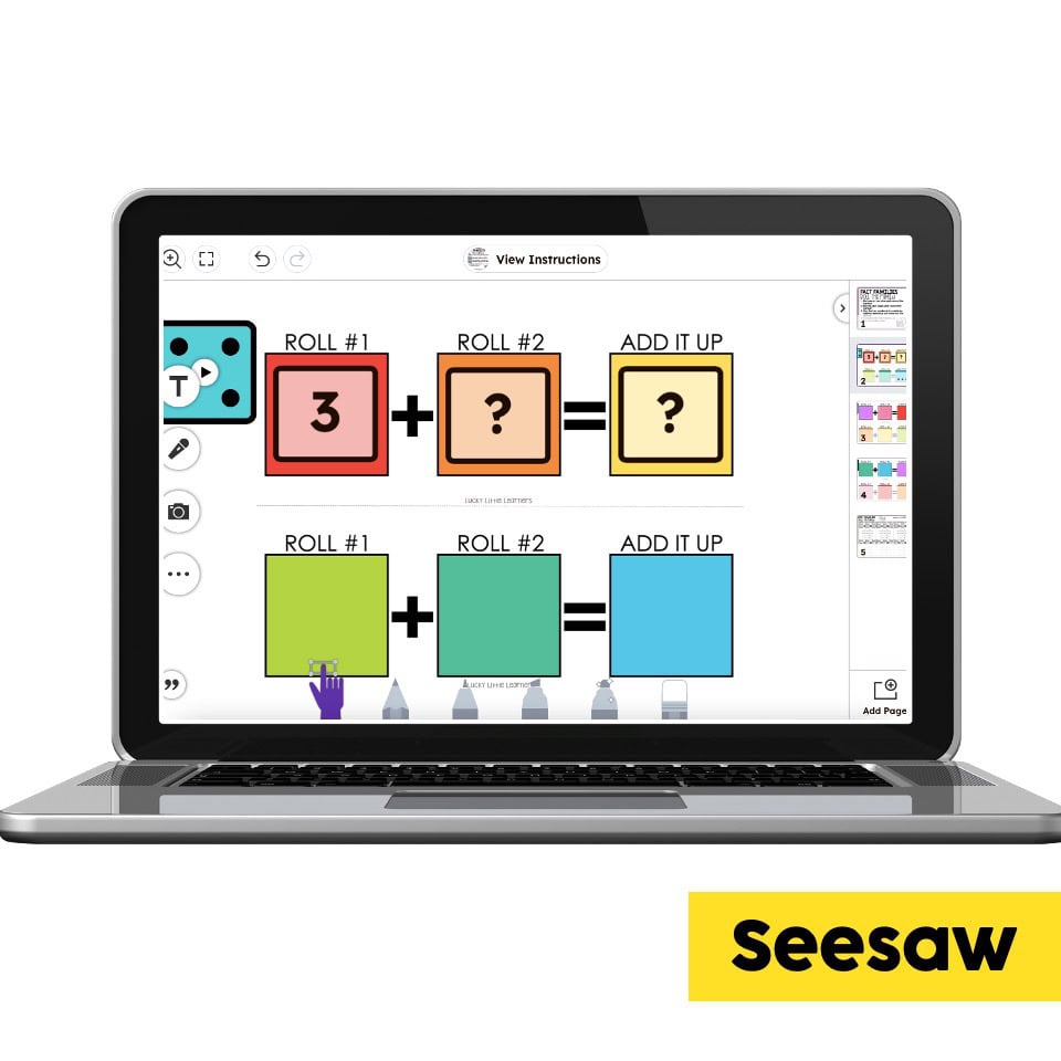 Digital Seesaw - 2nd Grade September Math Center - Fact Families ...