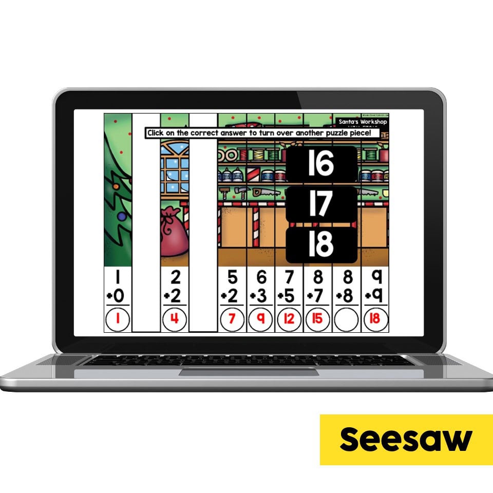 Digital Seesaw December Math Puzzle – Addition Math Facts - Lucky ...