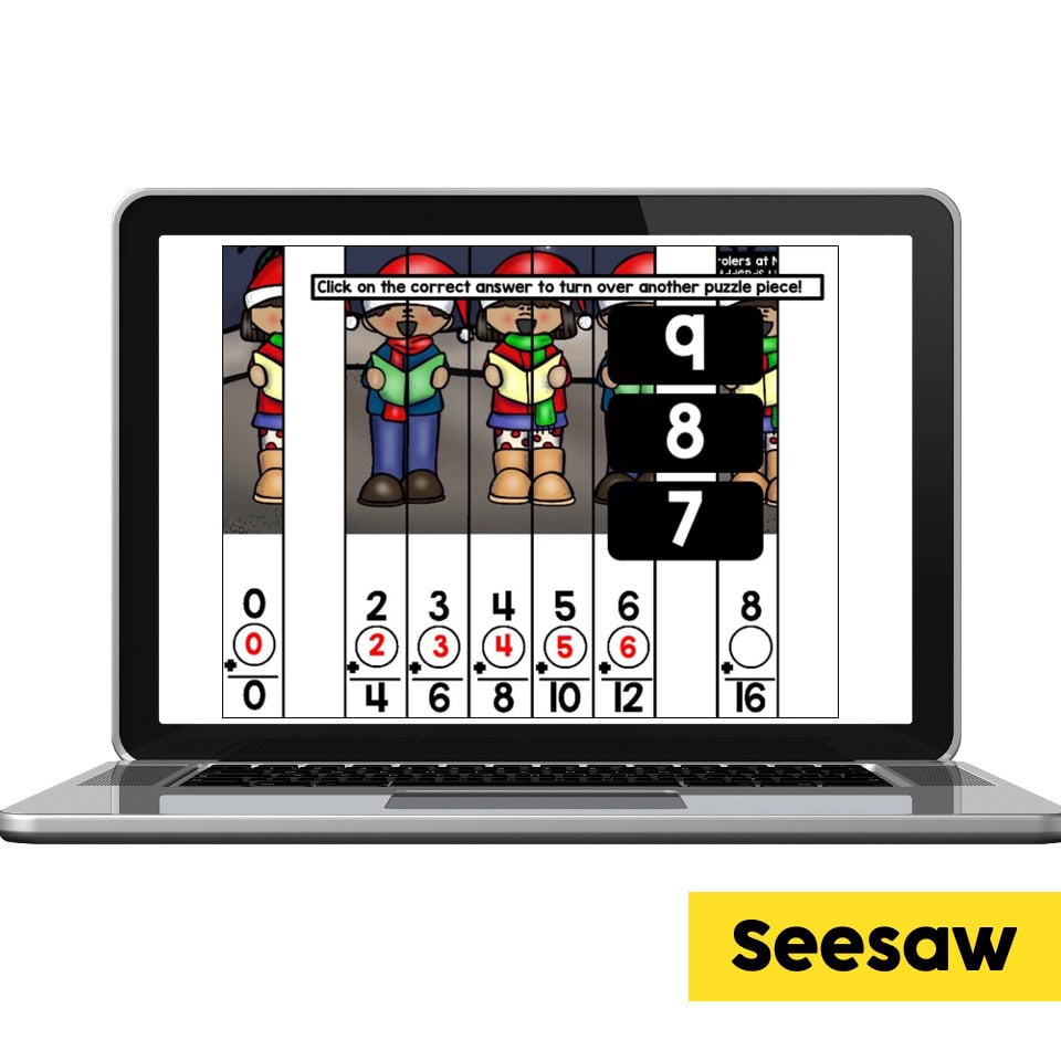 Digital Seesaw December Math Puzzle – Missing Addends with Doubles ...