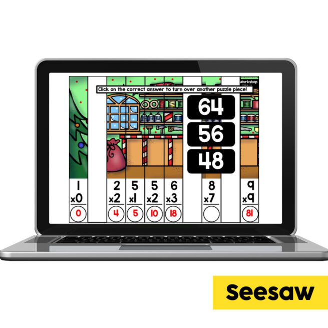 Digital Seesaw December Math Puzzle – Multiplication Math Facts - Lucky ...