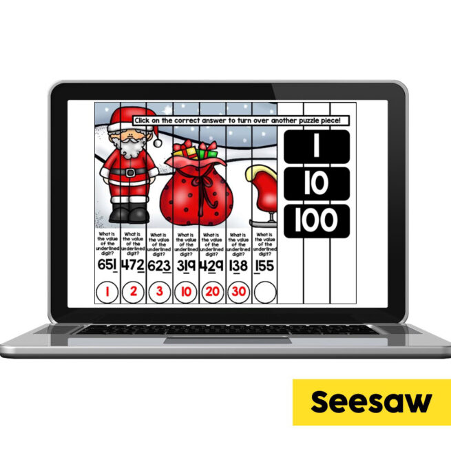 Digital Seesaw December Math Puzzle – Place Value 3-Digit - Lucky ...