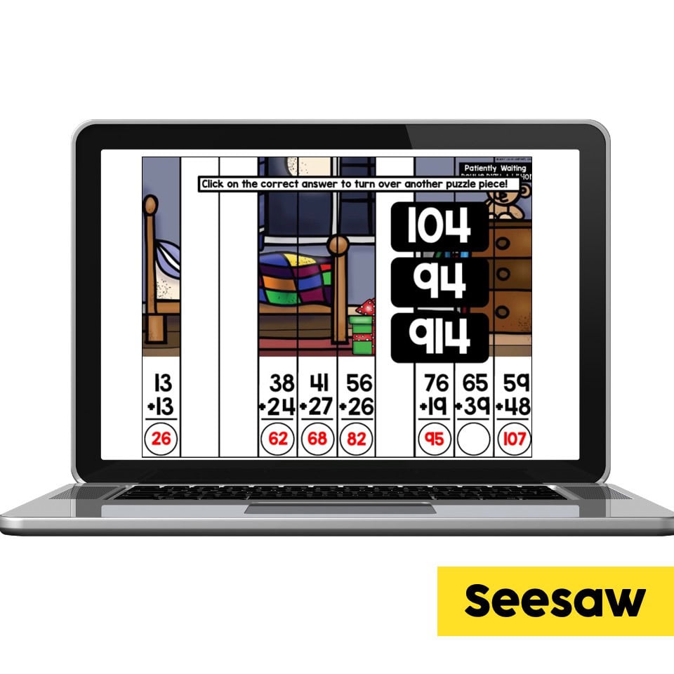 Digital Seesaw December Math Puzzle – Two Digit Addition - Lucky Little ...