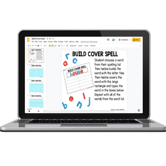 Digital Spelling Activities - Build Cover Spell - Lucky Little Learners
