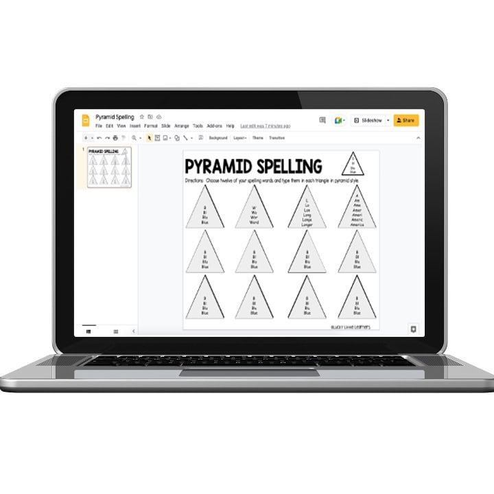 Digital Spelling Activities - Pyramid Spelling - Lucky Little Learners