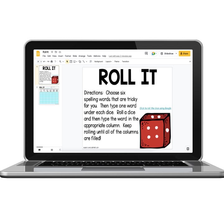 Digital Spelling Activities - Roll It - Lucky Little Learners