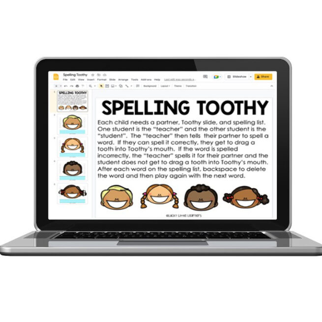 Digital Spelling Activities - Spelling Toothy - Lucky Little Learners