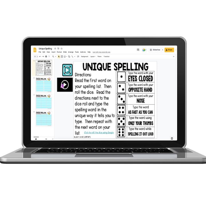 Digital Spelling Activities - Unique Spelling - Lucky Little Learners