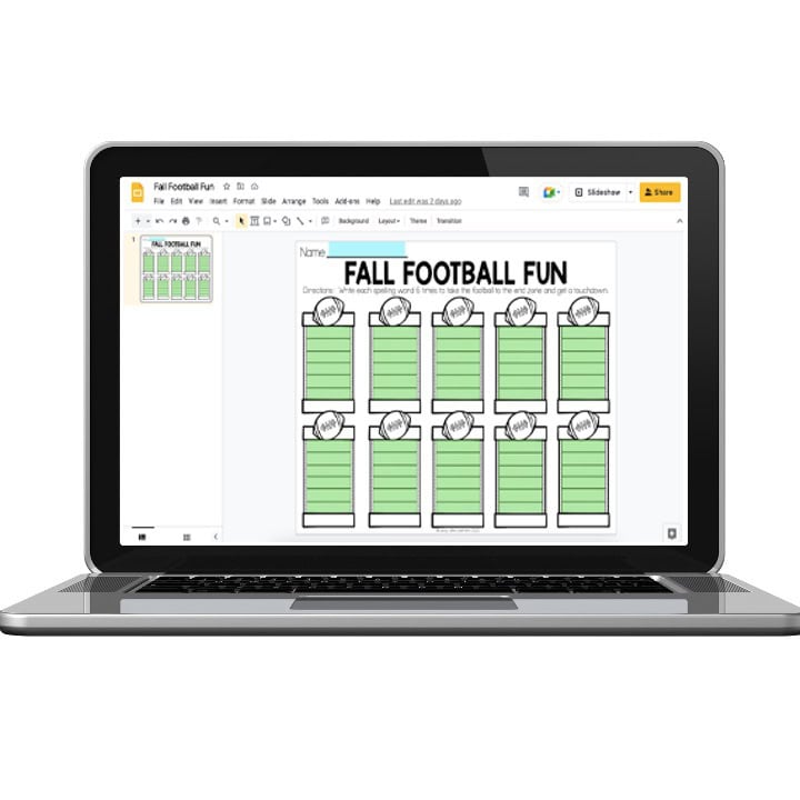 Digital Spelling Activities - Holiday and Seasonal - Fall Football Fun ...