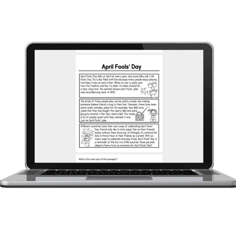 Digital Spring Reading Passages - April Fools' Day - Above - Lucky ...