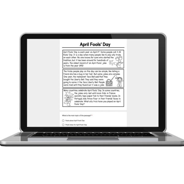 Digital Spring Reading Passages - April Fools' Day - At - Lucky Little ...
