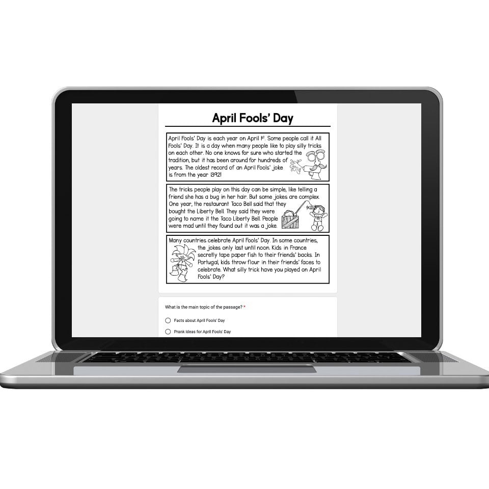 Digital Spring Reading Passages - April Fools' Day - At - Lucky Little ...