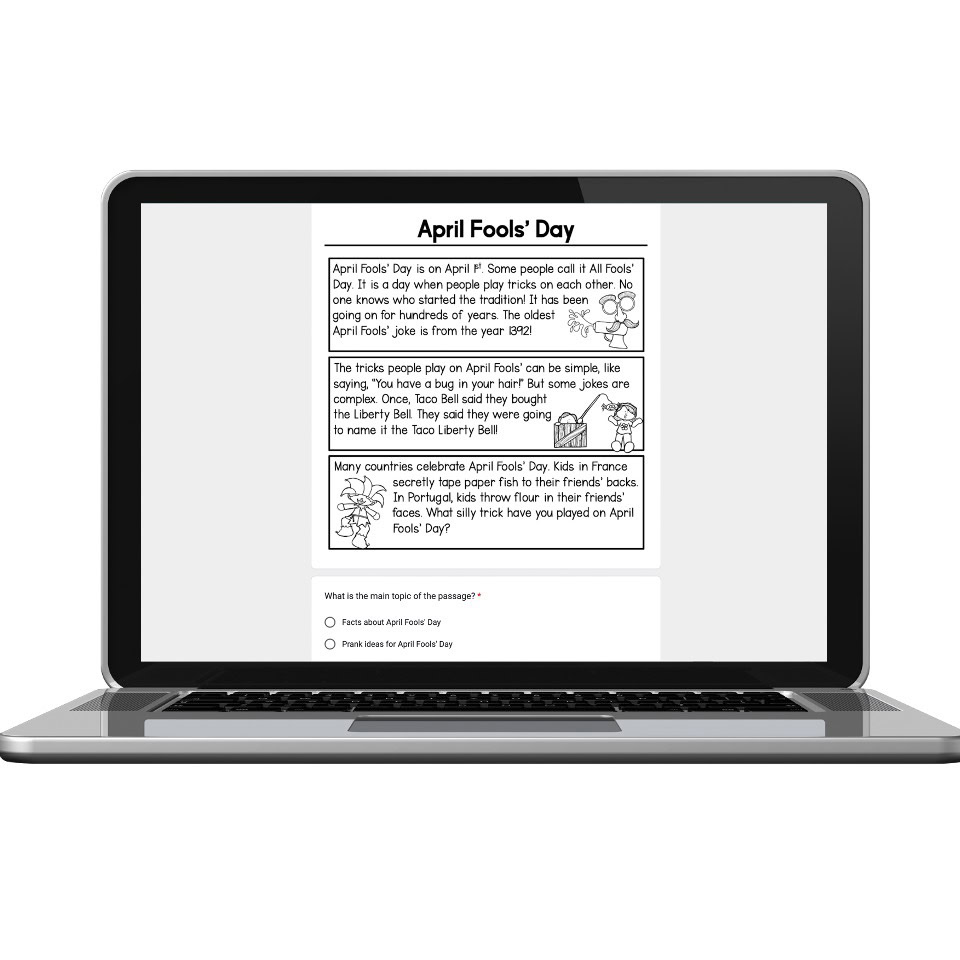 Digital Spring Reading Passages - April Fool's Day - Below - Lucky ...