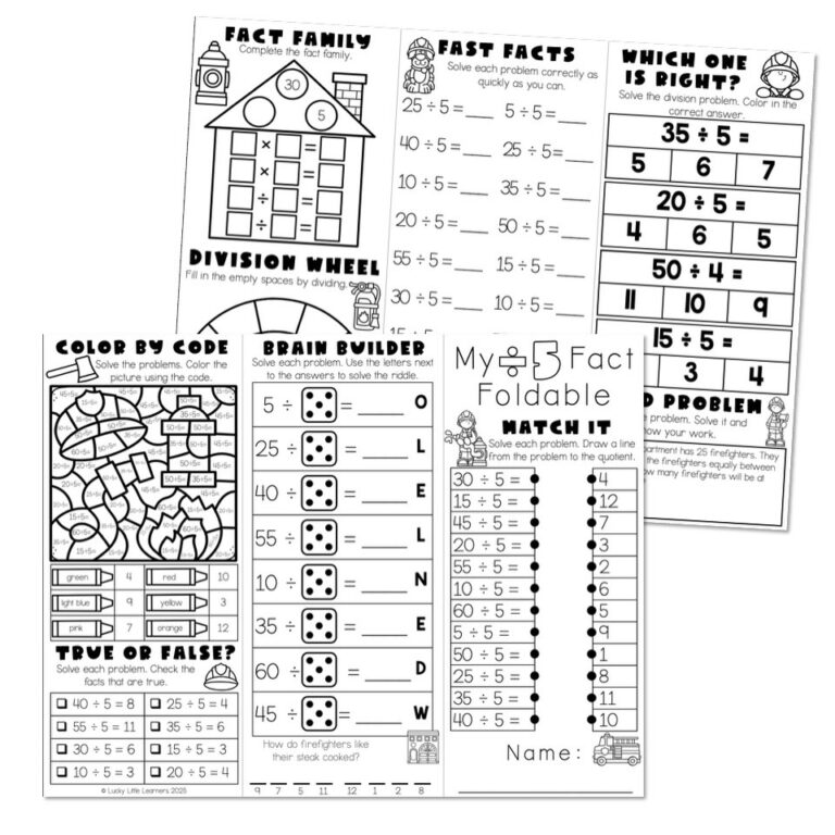 Division Fact Fluency Brochure - Fact Foldable - Divide 5 - Lucky ...